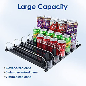BUDO Soda Can Organizer for Fridge, Self-Pushing Drink Holder for Refrigerator, Adjustable Width Beverage Water Beer Storage for Kitchen Pantry, Holds up to 30 Cans (16.4inch, 5 Rows)