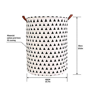 Smart Home Collapsible Fabric Basket, White and Black Triangles