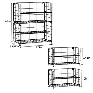 X-cosrack Adjustable Water Bottle Organizer,4-Tier Wall-Mounted Water Bottle Holder, Stackable Water Bottle Storage Rack for Kitchen Countertops,Pantry, Cabinet,Large(Patent No.:US D950,280 S)