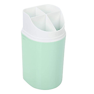 Detachable Kitchen Utensil Holders, 4 Compartment Plastic Wall-Mounted Chopsticks Flatware Caddy Holder with Cover for Cutlery(Green)