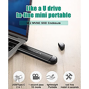 M.2 SSD Enclosure, M.2 NVME NGFF SSD Enclosure ToolFree 10Gbps for Desktop Black