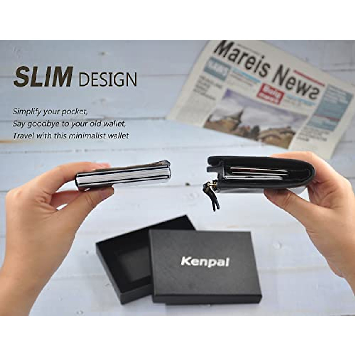 Metal Wallets for Men with Money Clip - Slim Minimalist Aluminum Wallet Credit Card Holder RFID Blocking(Cd Raised Grain, Silver)