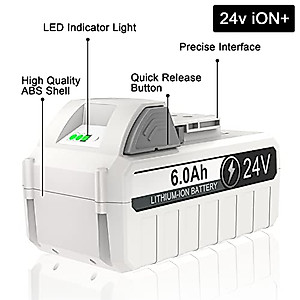 i-Bateria 24V Battery Replace for Snow Joe 24V Battery 24BAT-LTE/LTW/LTX/XR/LT, 6.0AhLithium Ion Battery Compatible for All Joe iON+ 24V-X2-SB18/20SB/SB15 Cordless Snow Blowers