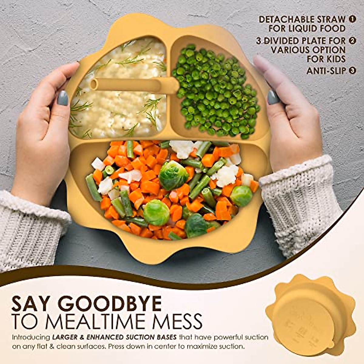 DINETHICS Baby Led Weaning Supplies - Silicone Baby Feeding Set includes Silicone Bibs, Suction Plates for Baby, Sippy Cups with Straw, Baby Bowls with Suction & Baby Spoons Self Feeding 6 Months +