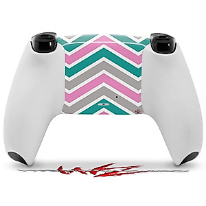 WraptorSkinz Skin Wrap compatible with Sony PS5 DualSense Controller Zig Zag Teal Pink and Gray (CONTROLLER NOT INCLUDED)