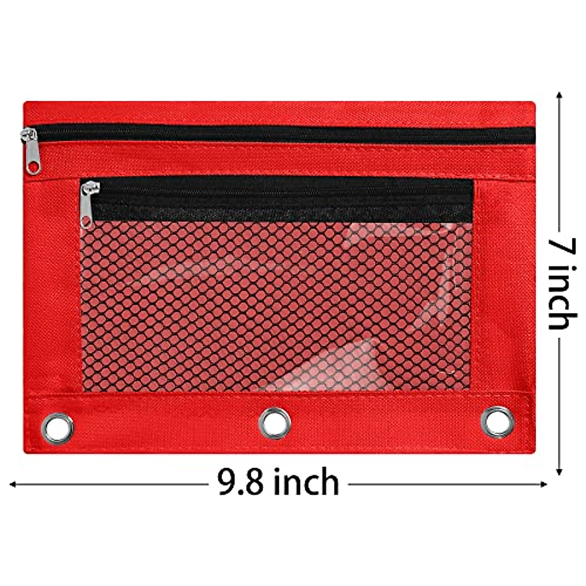 Antner Binder Pencil Pouch for 3 Ring Binder, 2 Pack 3 Ring Binder Pencil Pouches Double Zipper Pencil Case Cosmetic Bag, Black & Red