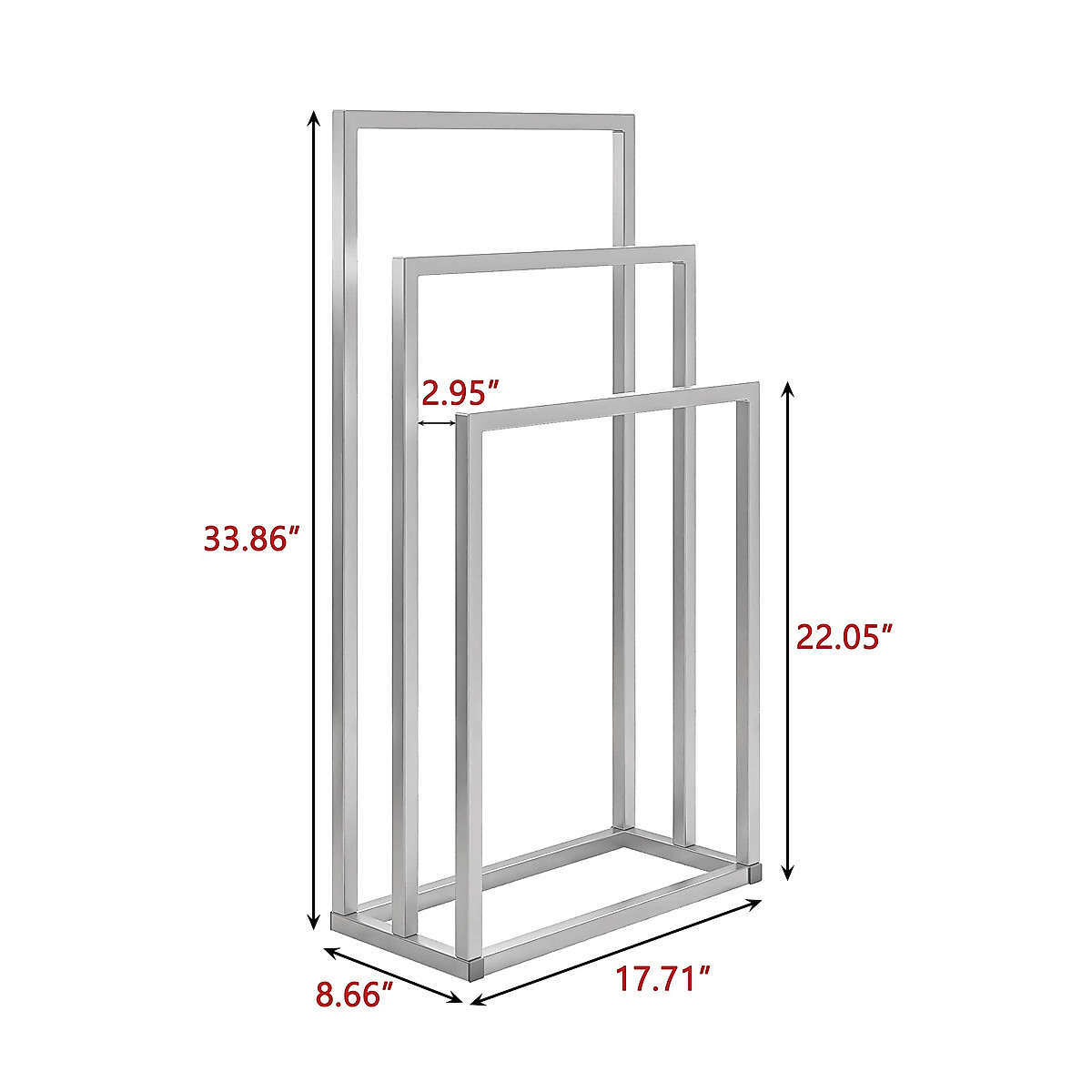BOFENG Silver Metal Freestanding Towel Racks for Bathroom Towel Stand,3-Tier Floor Towel Rack Holder,Chrome Ladder Towel Racks Anti-Rust Bathroom Accessories Organizer for Bath Storage & Hand Towel