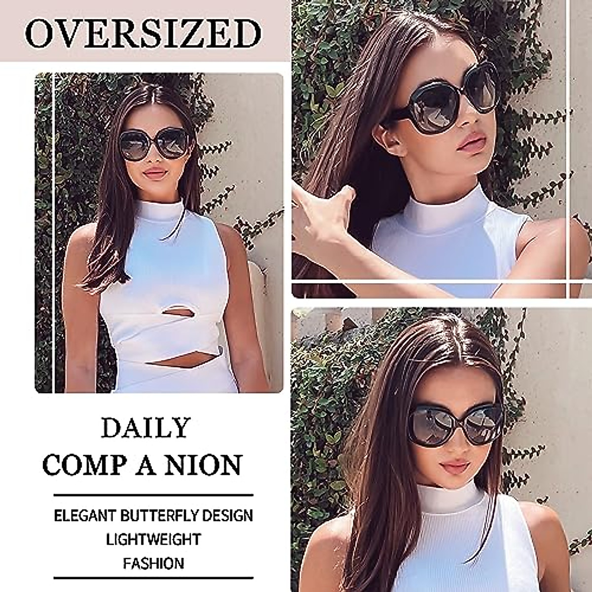 Joopin Oversized Sunglasses Womens Trendy, Polarized Big Black Sun Glasses for Woman UV Protection, Retro Ladies Large Square Shades Sunnies