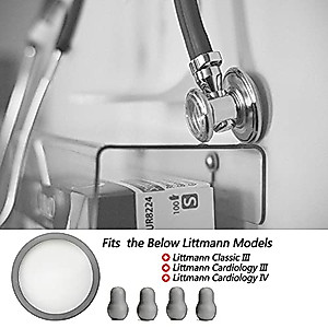 Replacement Accessories Kit Fits Classic 3 Cardiology 3 & Cardiology 4 Stethoscope for Littman Stethoscope Replacement Parts & Stethoscope Bell Cover Diaphragm and Eartips Earbud Replacement Parts. (grey)