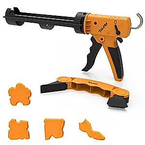 TOLESA Anti-Drip Hand Caulking Gun High Thrust Ratio 12:1 with No Dripping Control for Kitchen Bathroom Window Easy Caulk Gun Non Drip 10oz (310ml) Silicone Caulking Tools Kit with Caulk Removal Tool