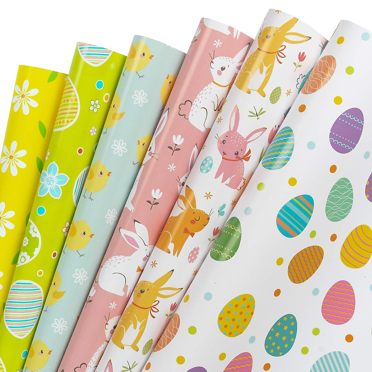 WRAPAHOLIC Wrapping Paper Sheet - Spring Easter Pattern for Birthday, Holiday, Party, Baby Shower - 1 Roll Contains 6 Sheets - 17.5 inch X 39.3 inch Per Sheet