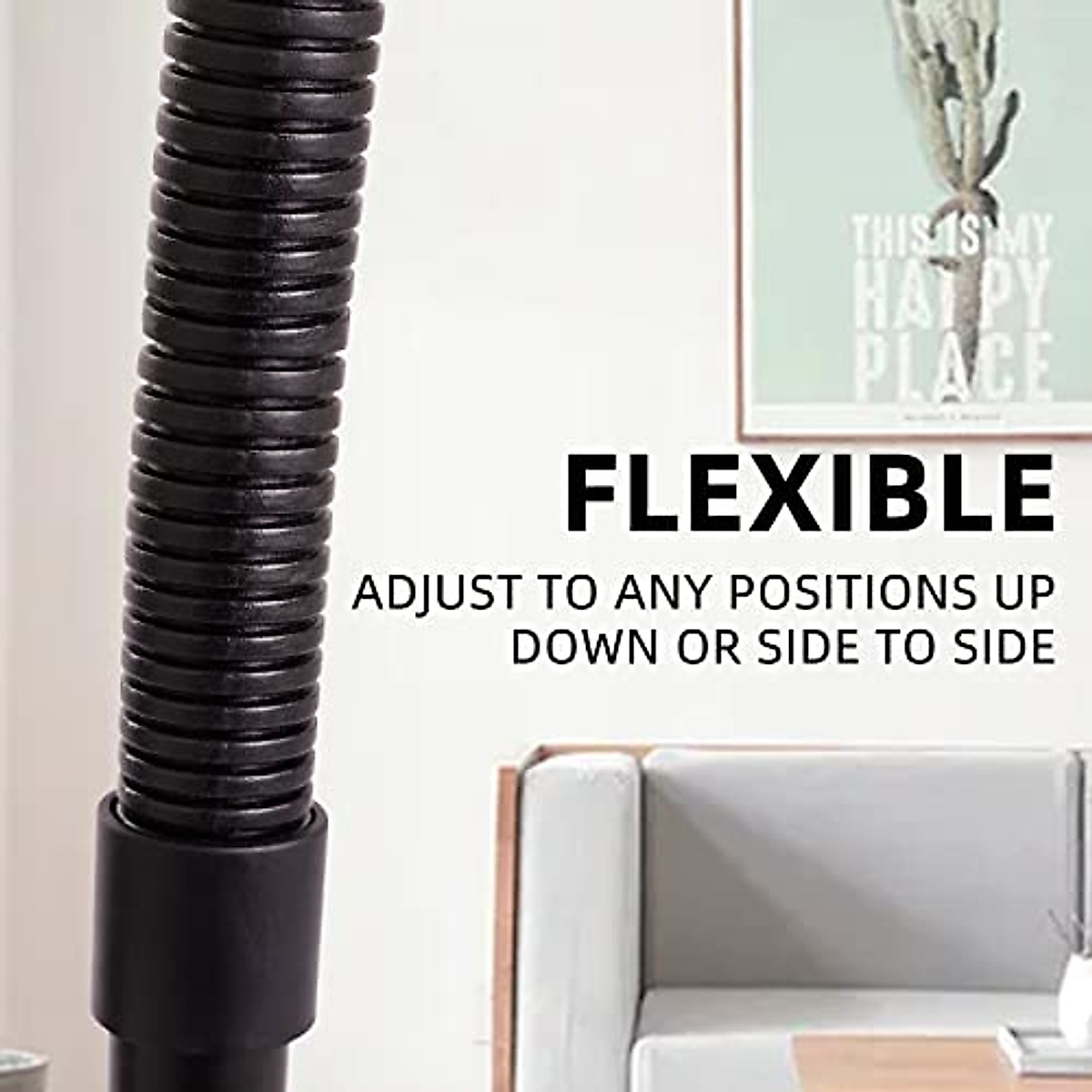 UMPOOL Magnifying Floor Lamp 5X & Bright LED Floor Lamp Hand Free with Adjustable Gooseneck，2-in-1 Magnifier Daylight Work Light for Reading, Repair, Crafts, Sewing etc. (Black)