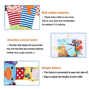 Baby Wrist Rattles Toys, Soft Book for Babies 0-3 Months, Foot Rattle Socks for Newborn, Gift for Infant