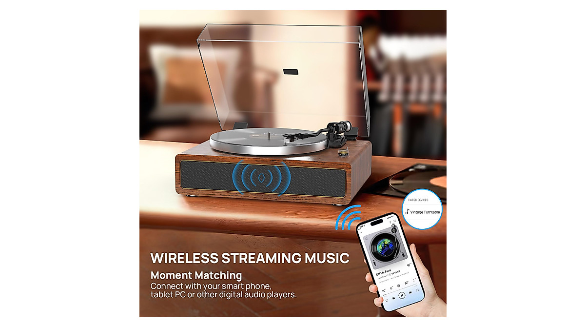 Premium Turntable Record Player with Bluetooth Connectivity