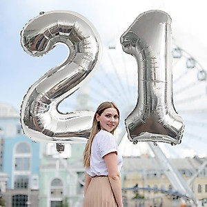 ESHILP 40 Inch Number Balloon Foil Balloon Number 36 Jumbo Giant Balloon Number 36 Balloon for 36th Birthday Party Decoration Wedding Anniversary Graduation Celebration, Silver 36 Number Balloon