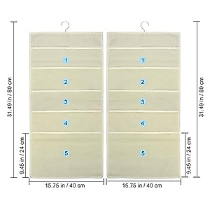 Lirex Bra storage organiser with 10 Pockets, 1 Pack Foldable Underwear Hanging Organizer for Wardrobe Wall Mount Bra Hanger Double Side Cloth with Hanger for Toys Purses Towels Socks Bra