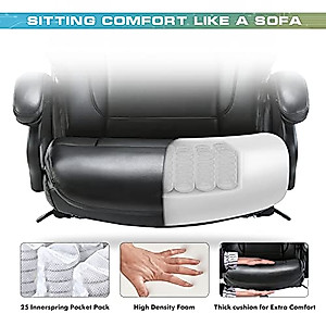 Big and Tall Office Chair 400lbs-Heavy Duty Executive Desk Chair with Extra Wide Seat, High Back Ergonomic Leather Computer Chair with Tilt Rock&Tension, Padded Armrests-Black