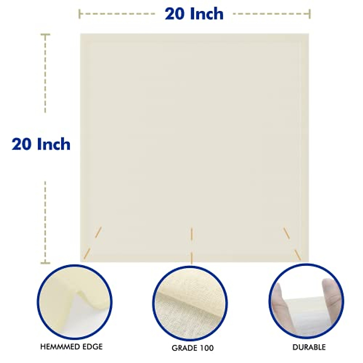 8 PCS Reusable Cheesecloth, Grade 100, 20x20 Inch Hemmed Organic Cheese Cloth for Straining Craft, 100% Cotton Unbleached Cloth Strainer for Cooking, Baking, Juicing, Cheese Making