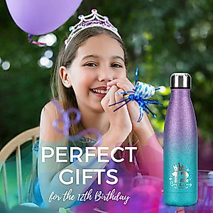Onebttl 12 Year Old Girls Gifts, Tween Girl Gifts, Birthday Gifts for Girls 12-year-old, Novelty 12th Birthday Gifts for Girls, 17oz (500ml) Insulated Stainless Steel Bottle, Unique Box Included