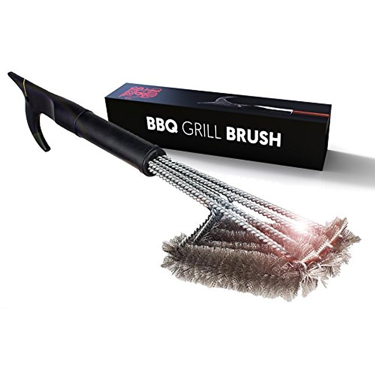 Jolly Green Products 4-in-1 Grill Brush and Scraper, Steel Bristles, Grill Cleaner with 18-Inch Handle, Will Not Scratch or Damage Grate, Perfect BBQ Grilling Gifts for Men