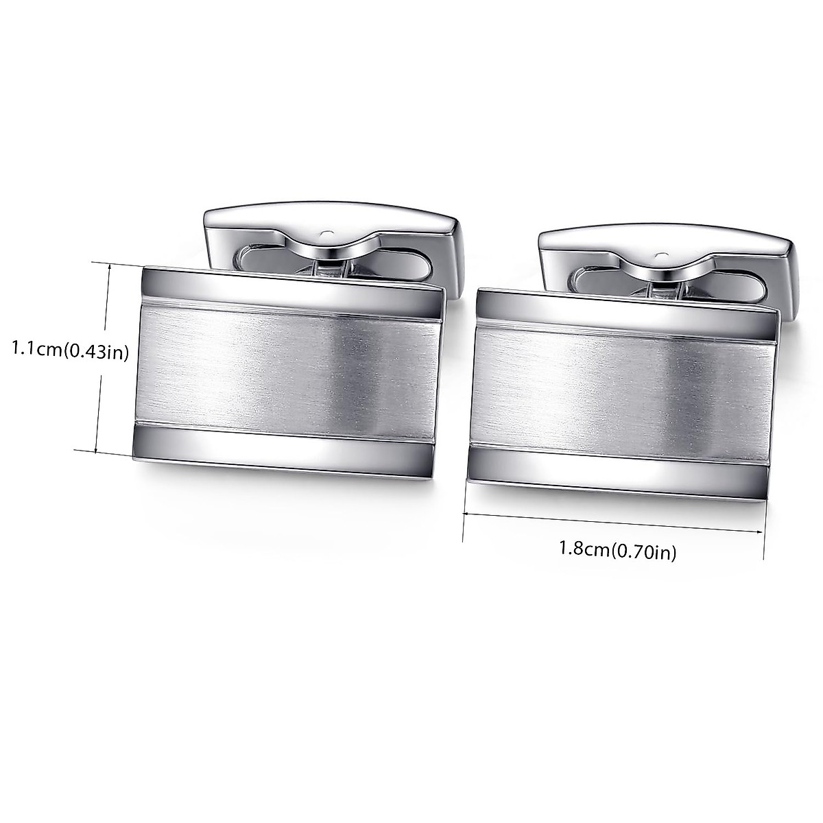 HONEY BEAR Rectangle Cufflinks for Mens Steel Business Wedding Gift Silver