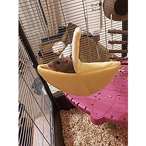 WNZQK Banana Bed for Hamster Small Animals House Pet Hammock Dutch Pig Hedgehog Rat Guinea Habitat Chinchilla Sugar Glider Hamster Accessories Toys Outfits(Small 8 Inch)