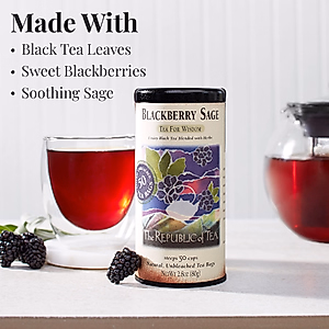 The Republic of Tea Blackberry Sage Black Tea | 50 Tea Bags, Gourmet Black Tea