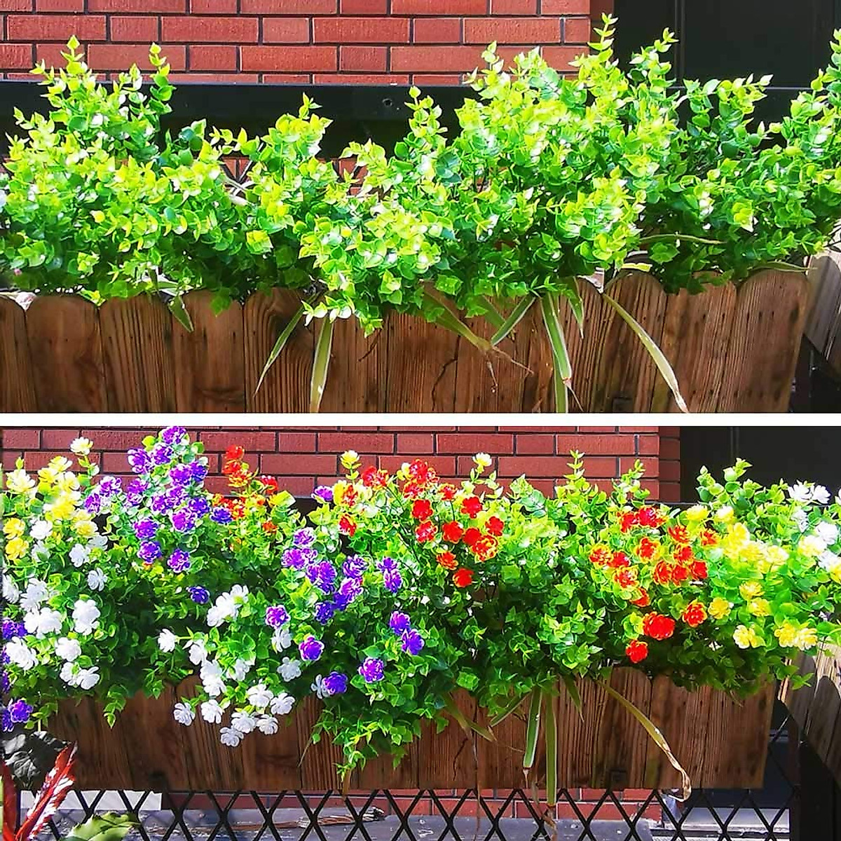 12 pcs Artificial Flowers UV Resistant Outdoor Fake Plants and Greenery Springs Artificial Boxwood for Bridal Party Wedding Bouquet for Greenery Shrubs Plants Home Garden (Green)