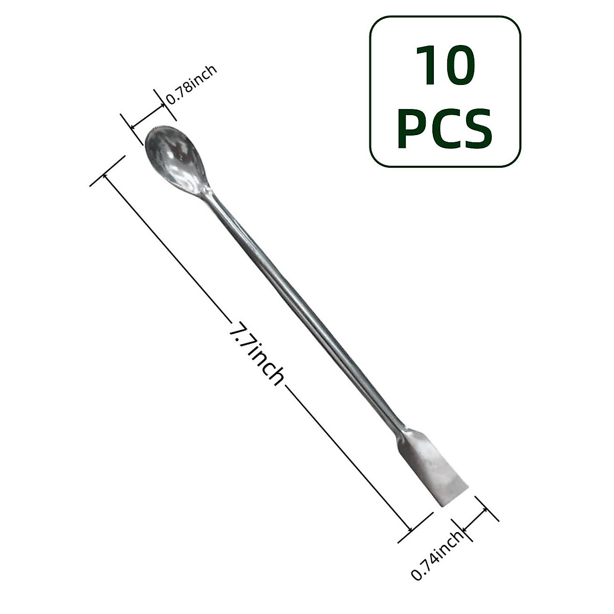 luvilly 10PCS Stainless Steel Lab Spoon Spatula - 2 in 1 Mixing and Sampling Tool