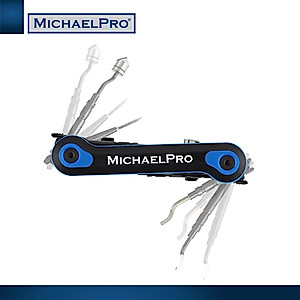 MichaelPro MP009068 Universal 4-in-1 Deburring Tool Set with Multi Blades, Handy & Portable Deburring Kit with 4-in-1 Blades for Steel/Stainless Steel, Aluminum, Plastic, Cast Iron- Black/Blue