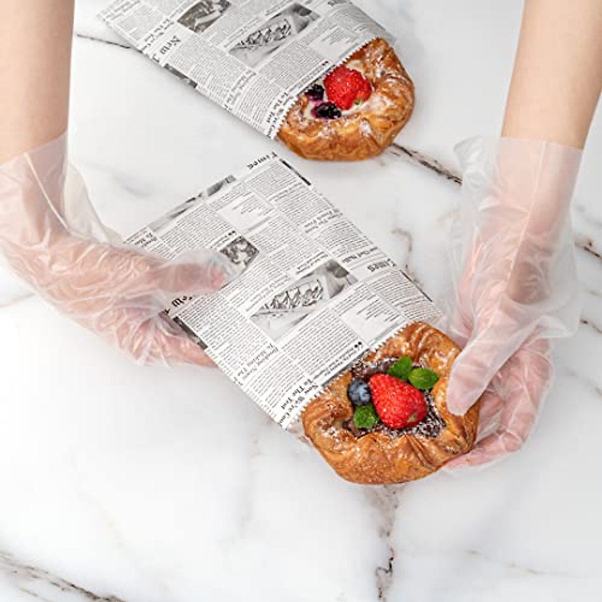 Restaurantware-Bag Tek 7 x 5 Inch Sandwich Bags, 100 Greaseproof Bakery Bags - Microwavable, Disposable, Newsprint Paper Lunch Bags, For Cookes, Sandwiches, Candies, Fries, And Bread,