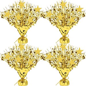 LACGO 4 PCS Metallic Foil Spray Centerpieces for Table - 12’’ Gold Centerpieces Decors with Star Party Favor Supplies for Wedding Birthday Baptism Graduation Celebration Home Decorations
