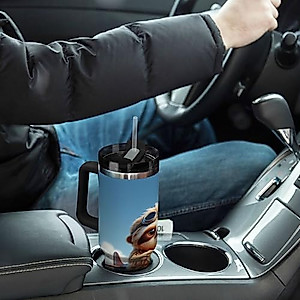Exnundod 3d Sloth Driving Airplane Tumbler with Handle 40oz and Straw Insulated Tumblers Leak-proof Water Bottle for Car Travel