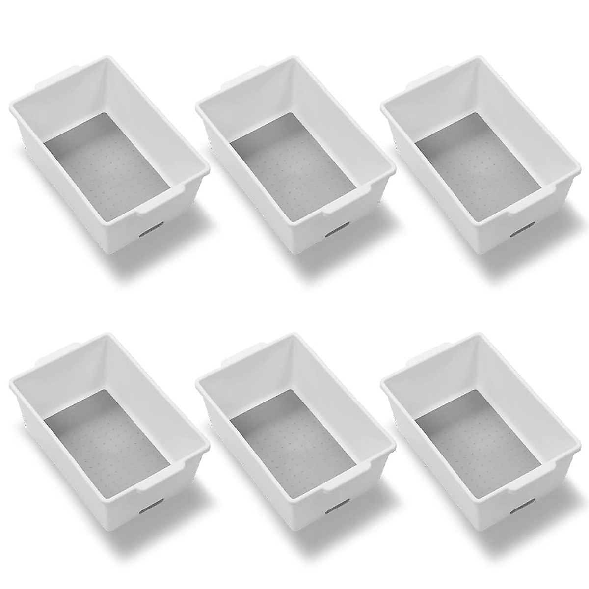 madesmart Antimicrobial Classic Small Deep Bin, Soft Grip, Non Slip Storage Organizer, Multi-Purpose Home Organization, EPA Certified, White, Pack of 6