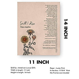 Maya Angelou-"Still I Rise"-Inspirational Poem Wall Art-11 x 14" Poetic Typographic Poster Print-Ready to Frame. Motivational Decor for Home-Office-Dorm. Great Literary Gift to Inspire Self Respect!