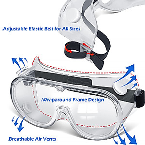 OXG 6 Pack Anti-Fog Safety Glasses Over Eyeglasses，Protective Safety Goggles ANSI Z87.1 Lab Goggles Men Women