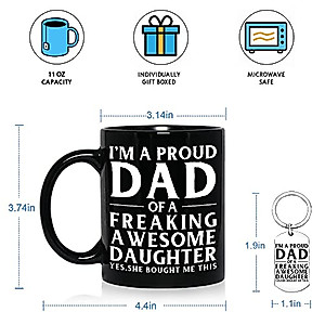 Dad Birthday Gifts From Daughter Dad Gifts From Kids 11oz Best Dad Coffee Mug Happy Bday Christmas Holiday Presents For Father Dad In Law Bonus Dad Step Dad Men Black Cup Gift Set With Keychain