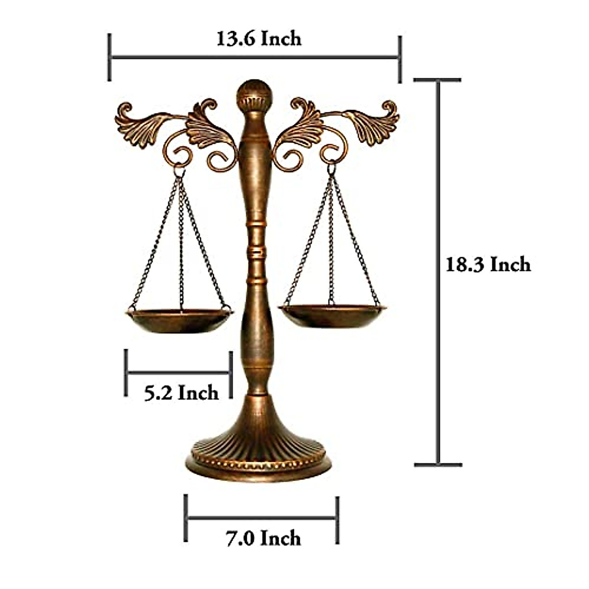Owlgift Vintage Metal Libra Jewelry Display, Antique Scale Tray Cosmetic Organizer, Farmhouse Candleholder Lawyer of Justice, Unique Centerpiece Stand Storage – Bronze,13.6" W x 18.3" H