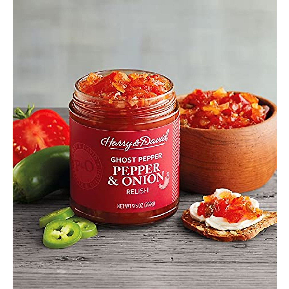 Al Amin Foods Harry and David Ghost Pepper and Onion Relish 2 Glass Jars Net Wt 9.5 (269g) each., Red