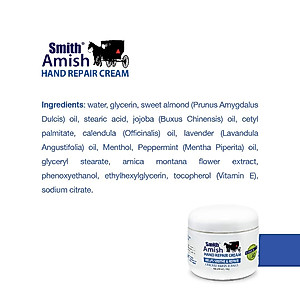 Smith Amish Hand Repair Cream 4.5 oz jar Plus Organic Peppermint Lip Balm.
