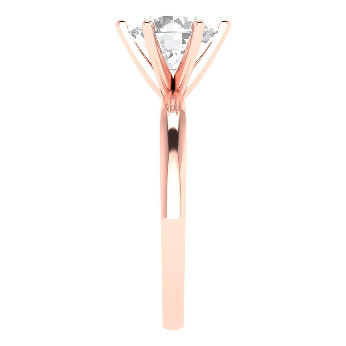 Clara Pucci 2.0 ct Round Cut Solitaire Genuine Moissanite Wedding Bridal Designer Anniversary Engagement Ring in 14k rose Gold for Women