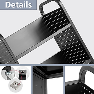 HHAA HA Library Rolling Book Cart with 3 Flat Shelves,Book Truck with Swivel Lockable Casters for Home,Office and School (Black)