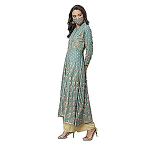 Yash Gallery Rayon Floral Printed Anarkali Kurtis for Women Indian Style Green