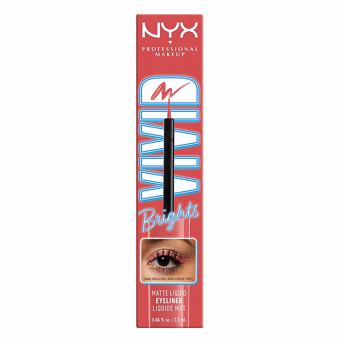 NYX PROFESSIONAL MAKEUP Vivid Brights Liquid Liner, Smear-Resistant Eyeliner with Precise Tip - On Red
