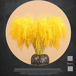 Mousidr Fake Grain Plant Artificial Paddy Rice Flowers Yellow Natural Plants for Home Office Hall Shop Window Garden Decoration (12 Packs 23.6inches)