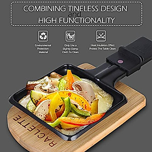 Artestia 8 Pack Raclette Bamboo Trays for Grill Pans Small Handmade Heat-Resistant Bamboo Plates for BBQ Kitchen Dining Family Garthing