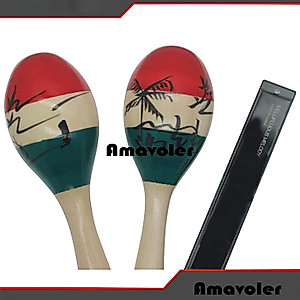 Amavoler MARACAS,Wood Rumba Shakers Rattle Hand Percussion of Sand of the Hammer Great Musical Instrument with Salsa Rhythm For Party Games Live Performances Concert Birthday Parties ktv(colorful)