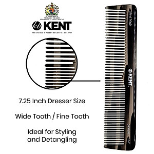 Kent 16T Fine Tooth Comb and Wide Tooth Comb for Hair, Kent Beard Comb and Mustache Comb for Hair Styling, Travel Comb Grooming for Men and Women