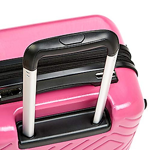 Amazon Basics Geometric Travel Luggage Expandable Suitcase Spinner with Wheels and Built-In TSA Lock, 21.7-Inch - Pink