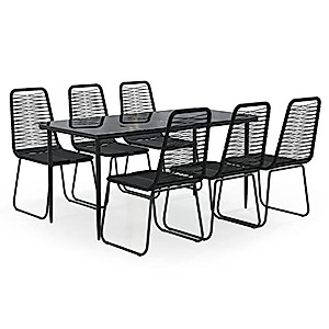 WFAUIBR Dining Set 7 Piece Patio,Patio Furniture Set,Lawn Chairs Set ，for Bedroom, Office, Teaching Building, Library, Flower Shop, Porch，Black/B,7 Piece 63"